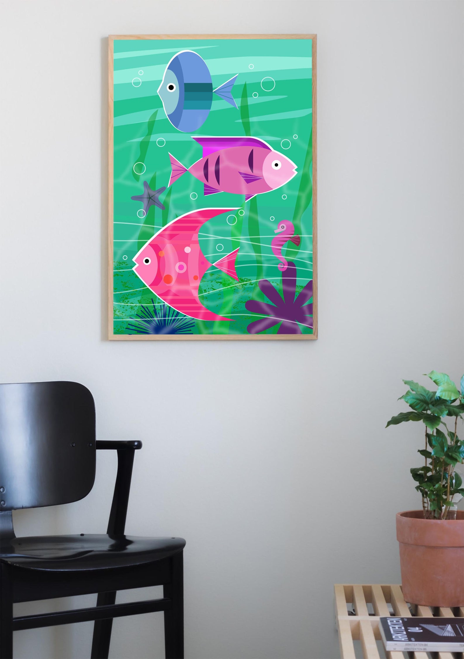 Tropical Fish Art Print | Retro Midcentury, 1950s Illustration, Fish ...