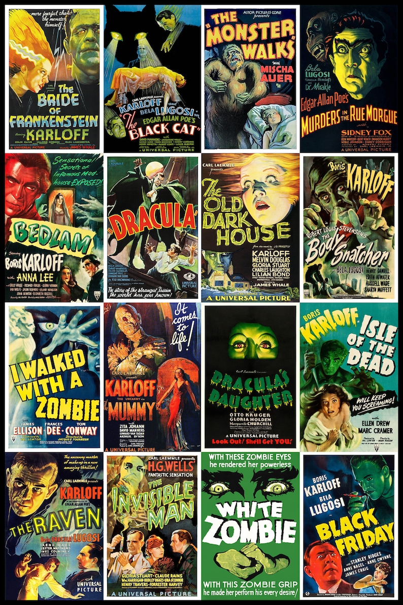 Vintage Horror Movies Poster Retro Scary Movie Wall Art - Etsy