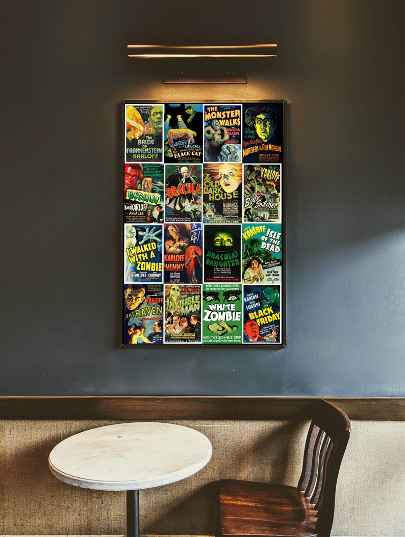 Vintage Horror Movies Poster | Retro Scary Movie Wall Art, Spooky ...