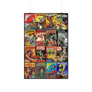 Science Fiction Pulp Magazine Covers Poster | Vintage Sci-fi Art, Retro ...