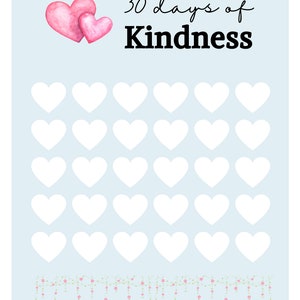 30 Days of Kindness Chart, Kindness Game, Improve Yourself Daily ...