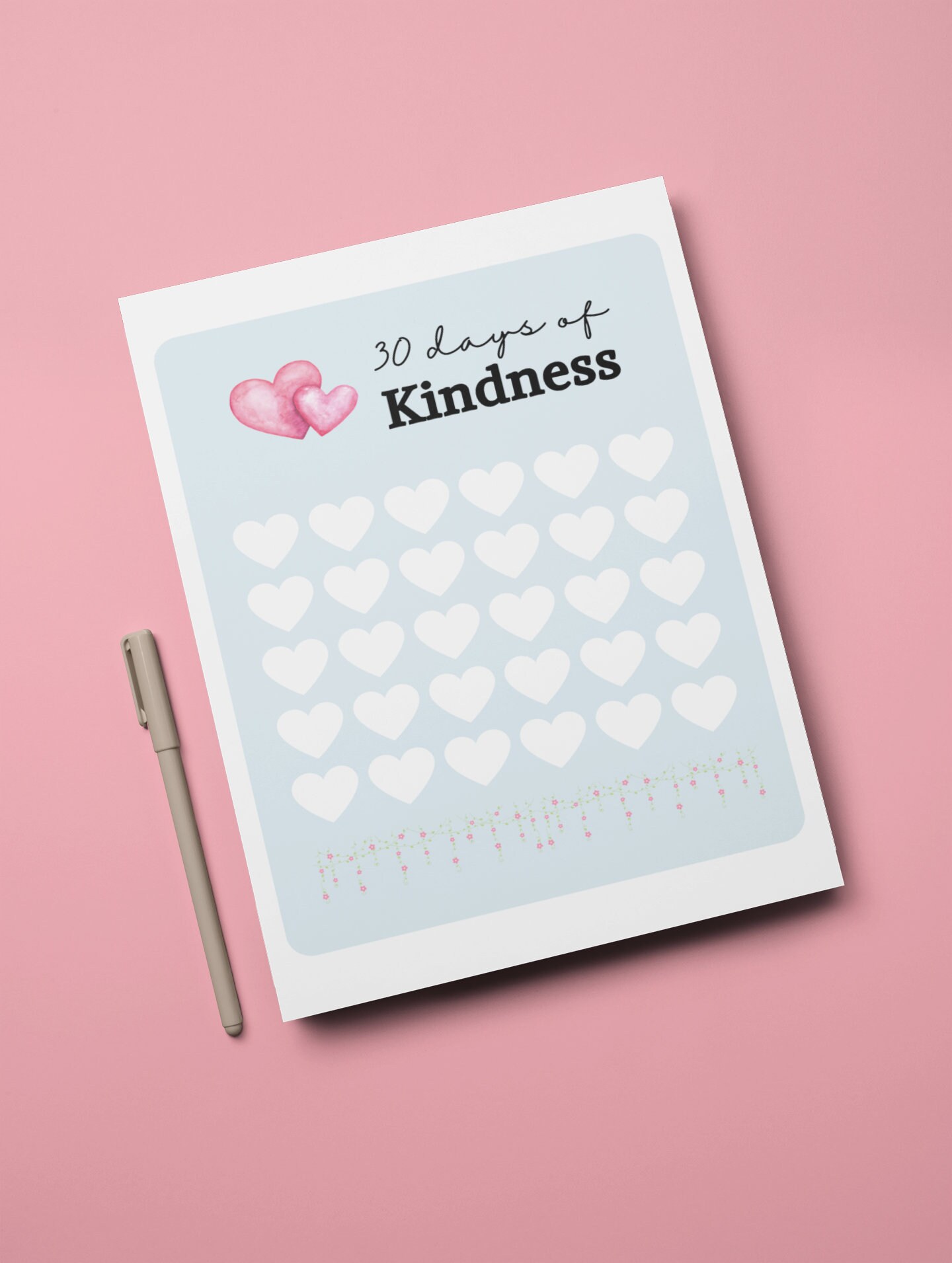30 Days of Kindness Chart, Kindness Game, Improve Yourself Daily ...
