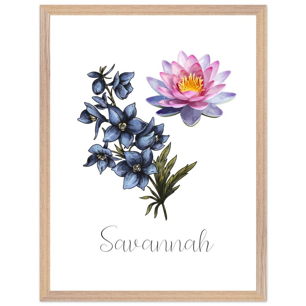 Custom Birth Month Flower Wall Art, Farmhouse Wall Decor July Birth ...