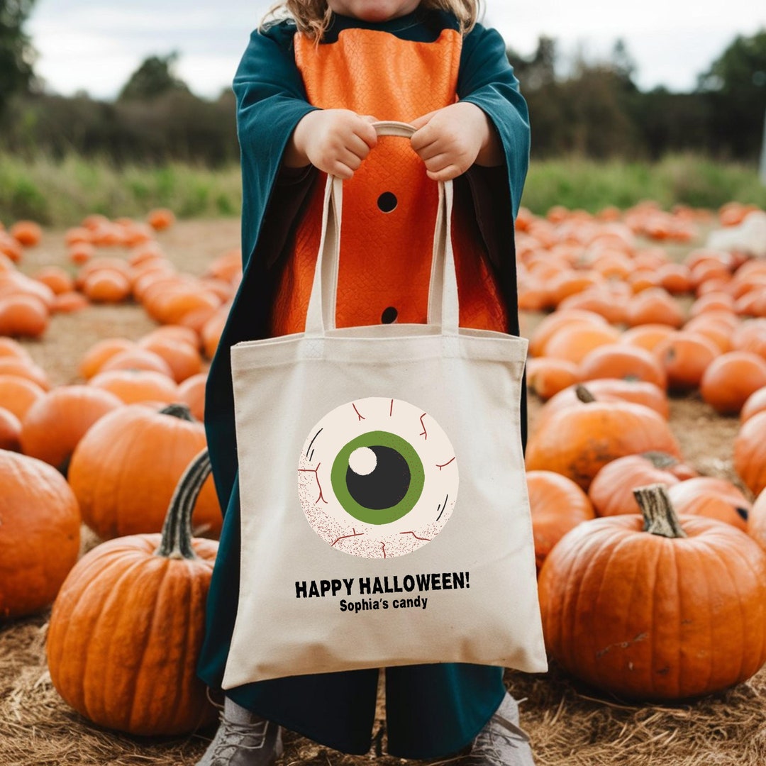 Eyeball Trick-or-treat Bag With Name, Monster Trick or Treat Bag ...