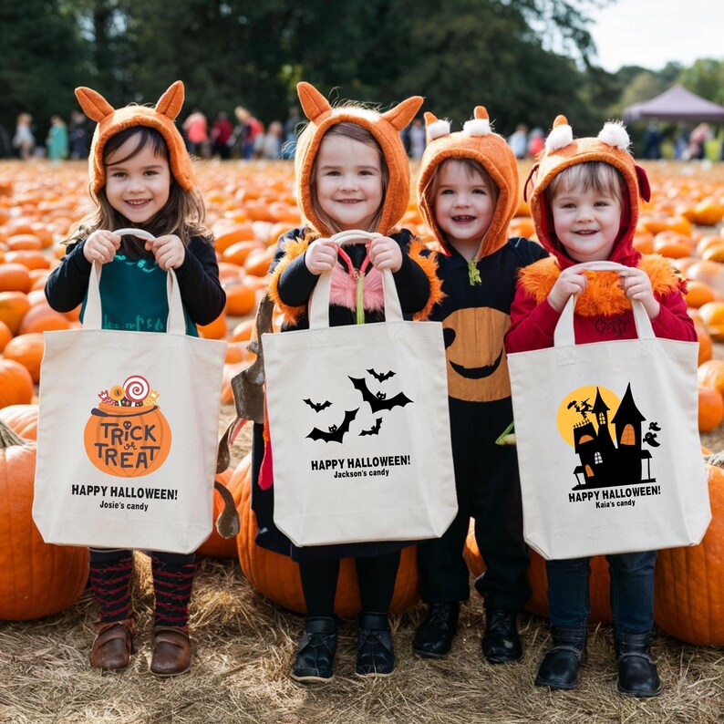 Trick or Treat Bag With Name Trick-or-treat Bag Bats Personalized ...