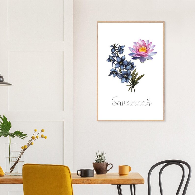 Custom Birth Month Flower Wall Art, Farmhouse Wall Decor July Birth ...