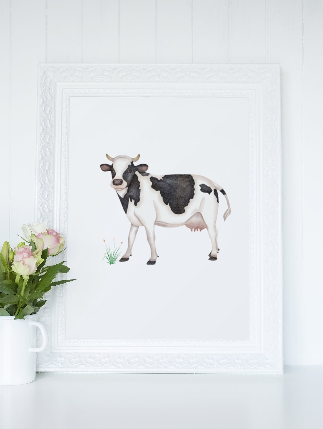 Farmhouse Cow Wall Art Print Rustic Animal Decor Gift for Cow Lovers ...
