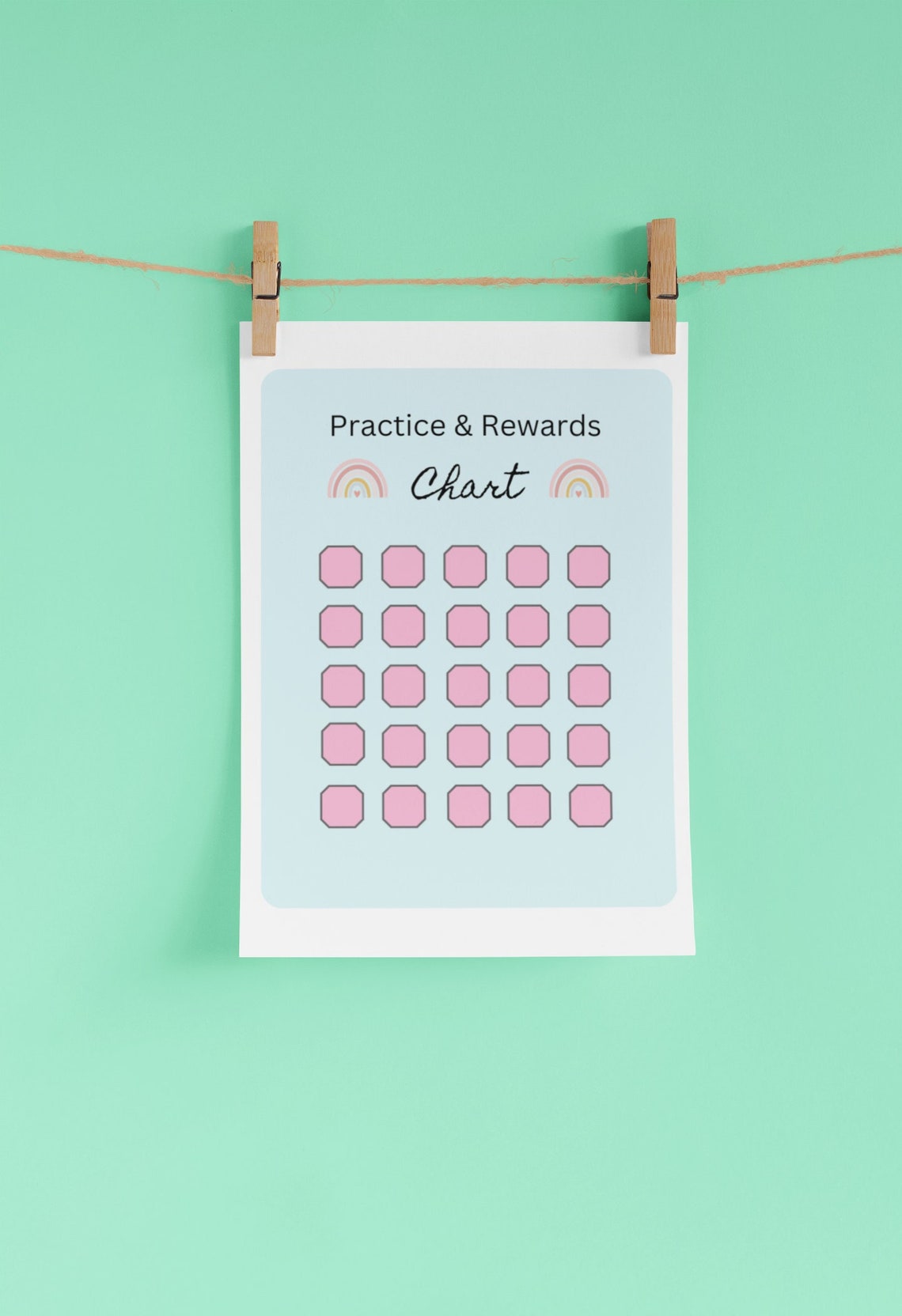 Practice and Rewards Chart for Kids, Practice Rewards Chart, Rainbow ...