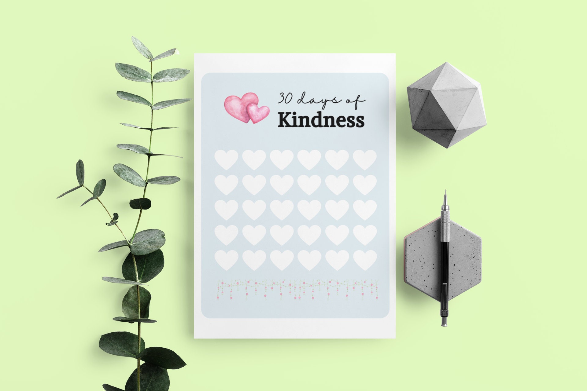 30 Days of Kindness Chart, Kindness Game, Improve Yourself Daily ...