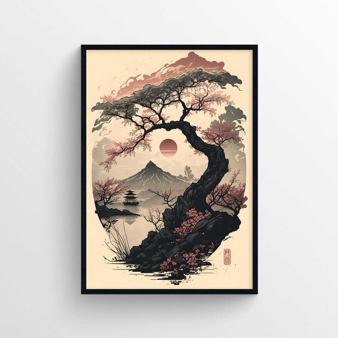 Sakura Tree Wall Art, Cherry Blossom Printable Wall Art, Flower Poster ...