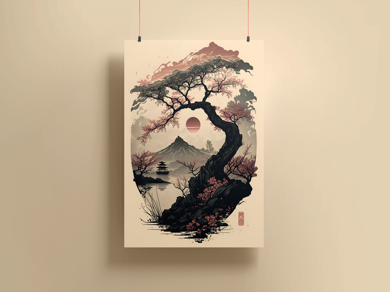 Sakura Tree Wall Art, Cherry Blossom Printable Wall Art, Flower Poster ...