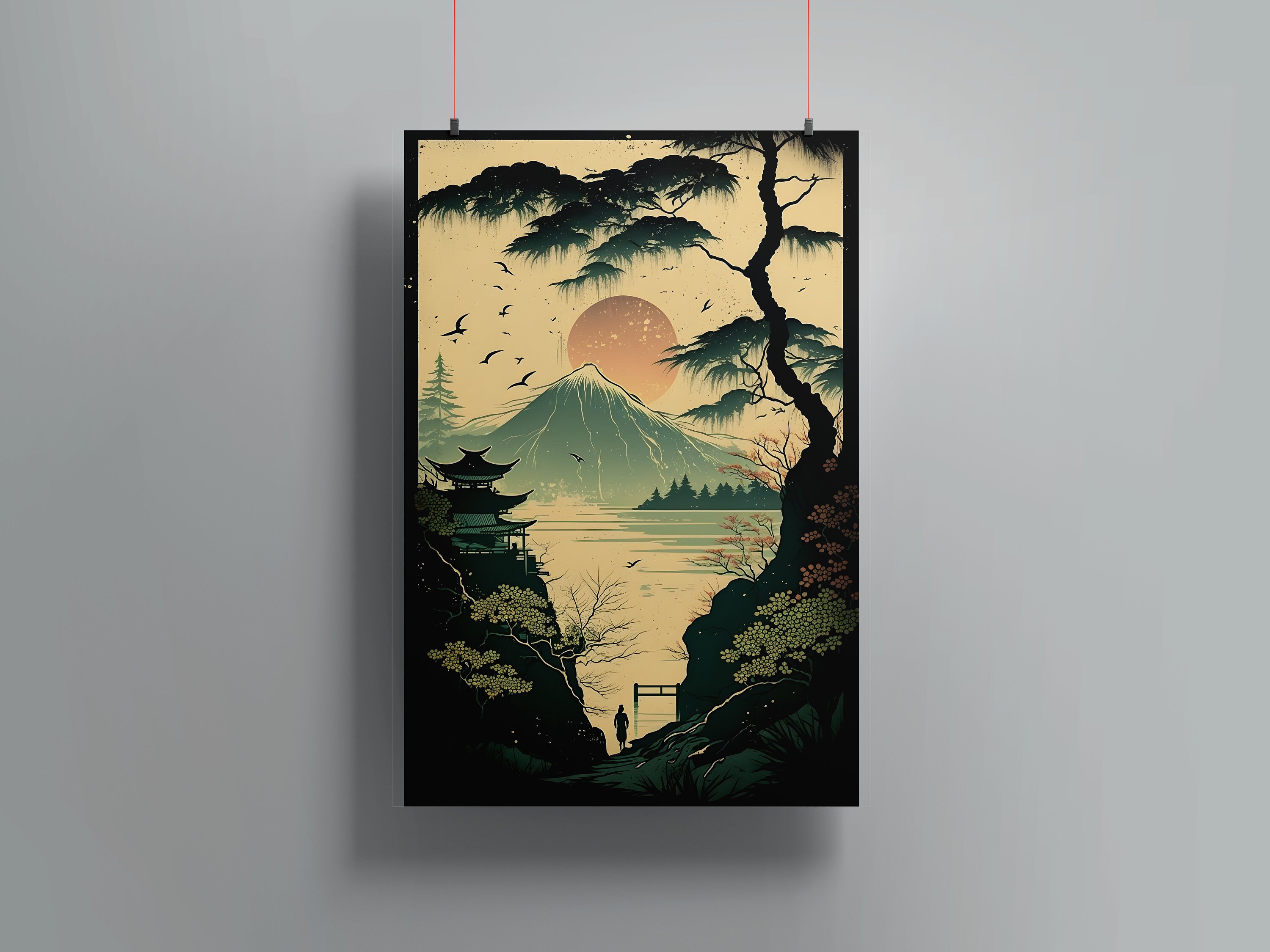 Japanese Landscape Wall Art, Tokyo Mountain Printable Wall Art, Japan ...