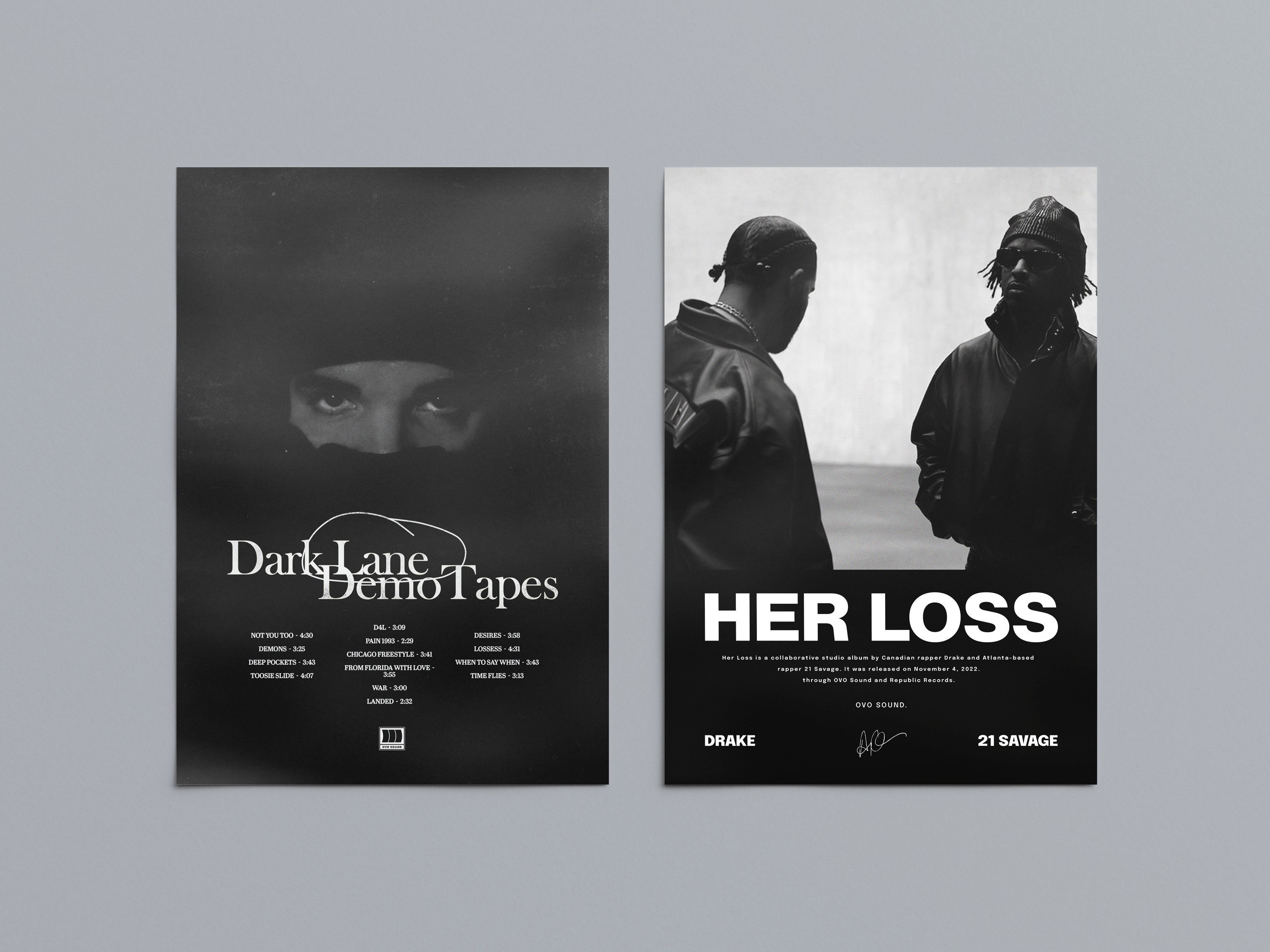 Drake Album Gallery Set of 3, Drake Poster, Drake Her Loss Poster ...