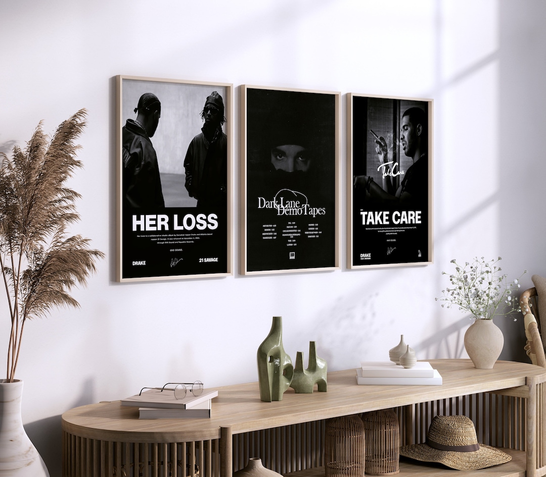 Drake Album Gallery Set of 3, Drake Poster, Drake Her Loss Poster ...