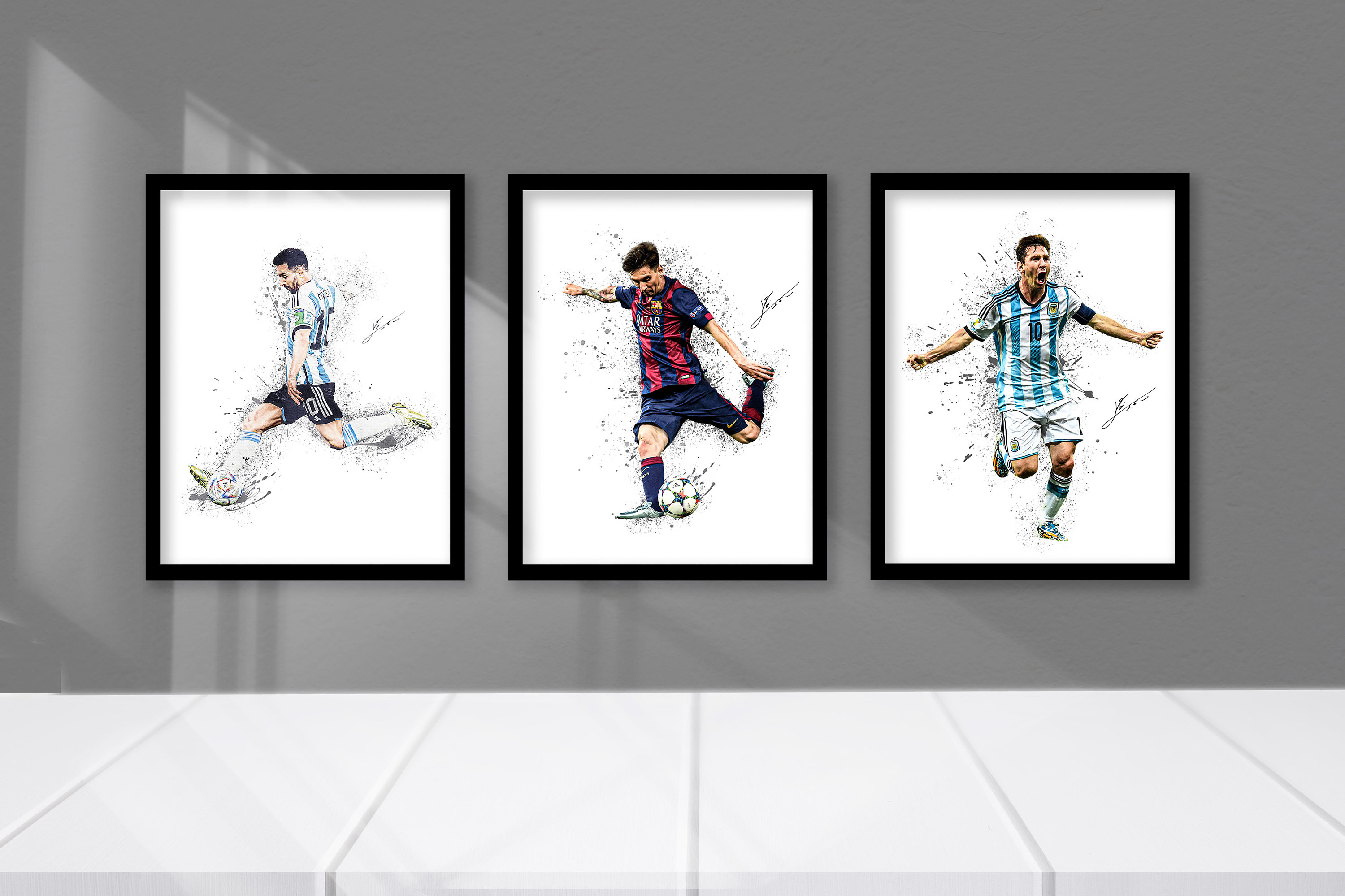 Lionel Messi 3 Poster Gallery Set, Digital Art, Fine Art Quality, Man ...