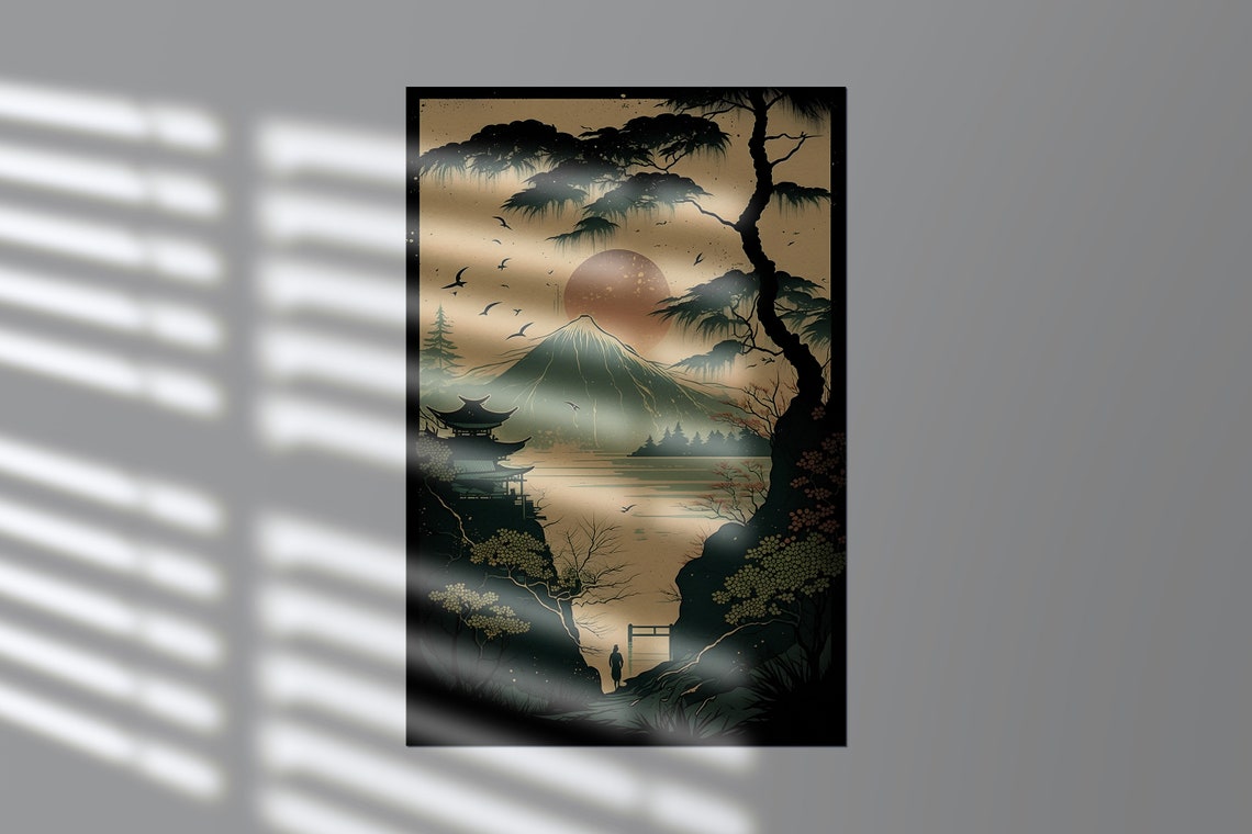 Japanese Landscape Wall Art, Tokyo Mountain Printable Wall Art, Japan ...