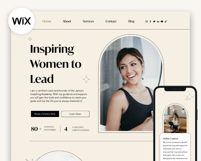 WIX Website Template for Coaches, Influencers, Female Entrepreneurs ...