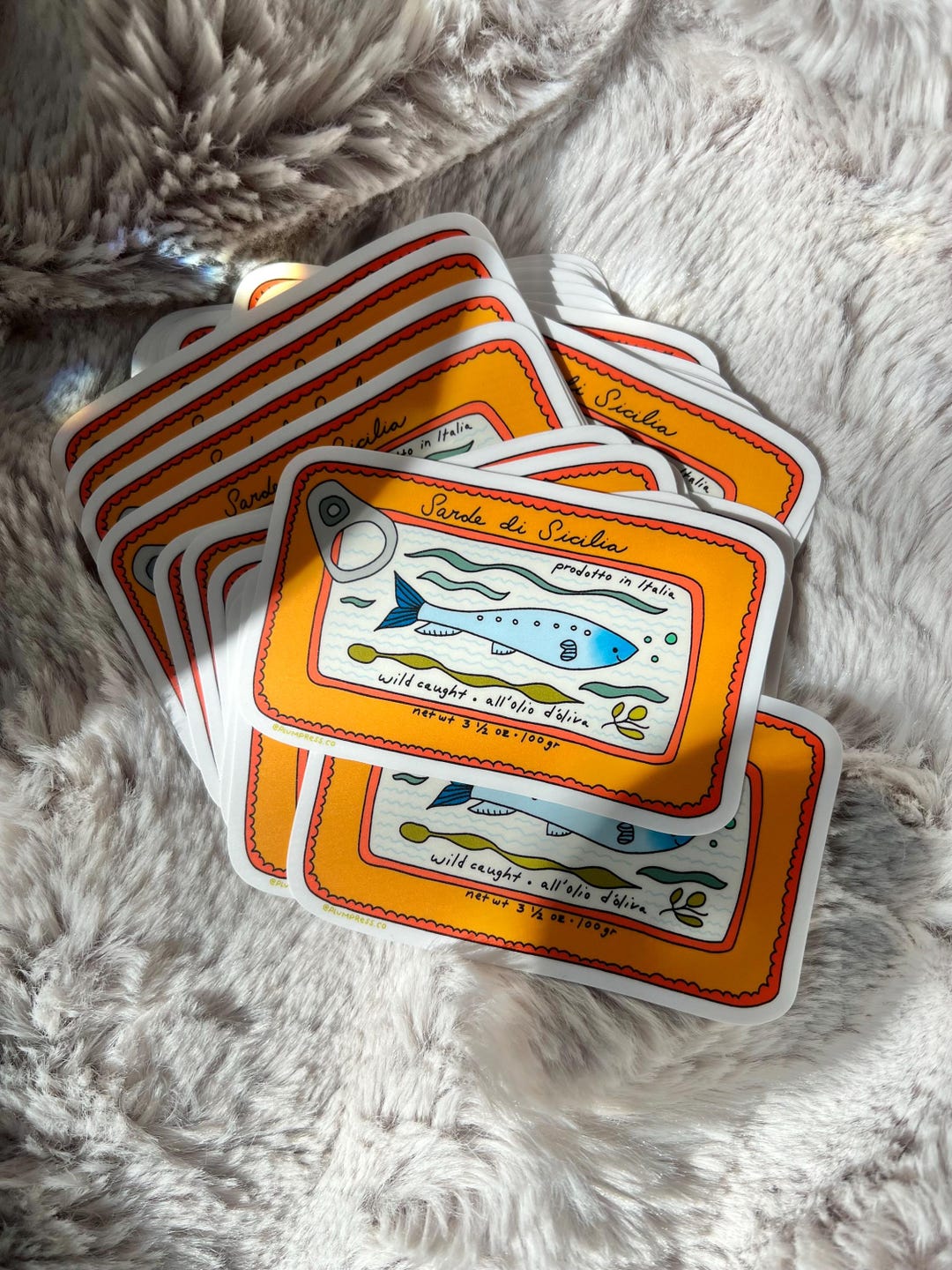 Sicilian Sardines Sticker | Waterproof Vinyl Decal for Water Bottles ...