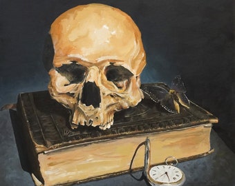 Memento Mori Vanitas Still Life Canvas Print, Goth, Skull - Original ...