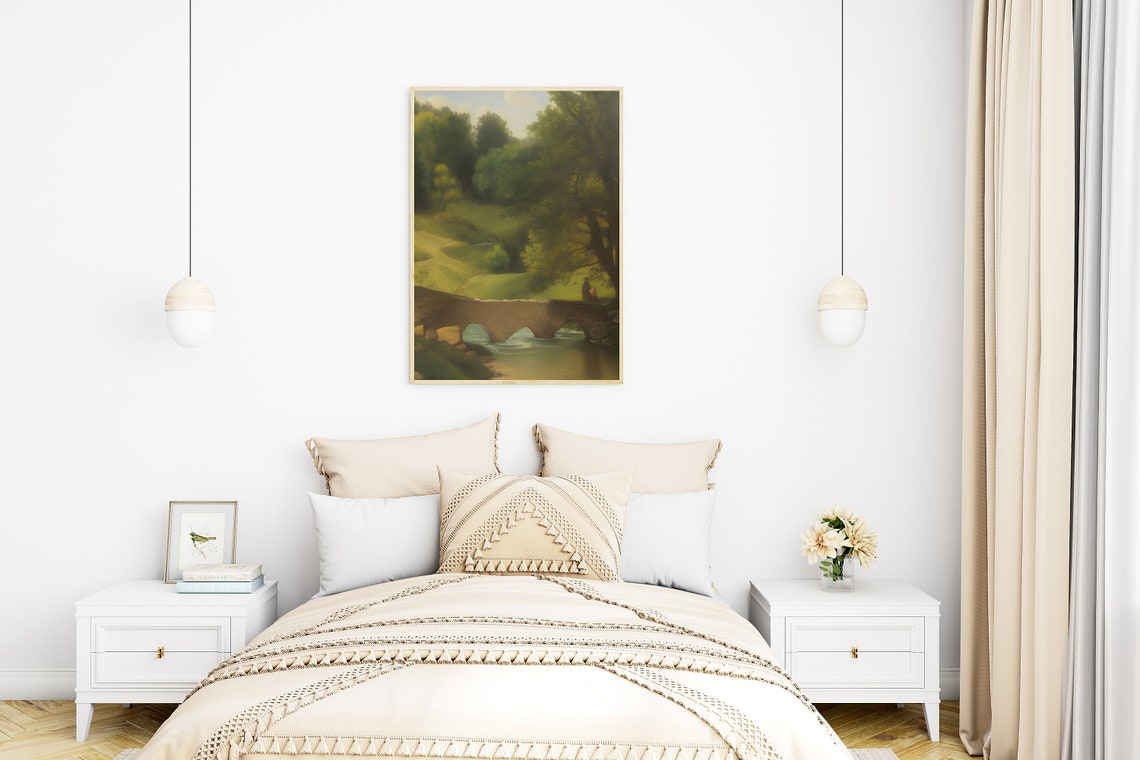 Country Bridge Printable Wall Art, Landscape Art Print Instant Download ...