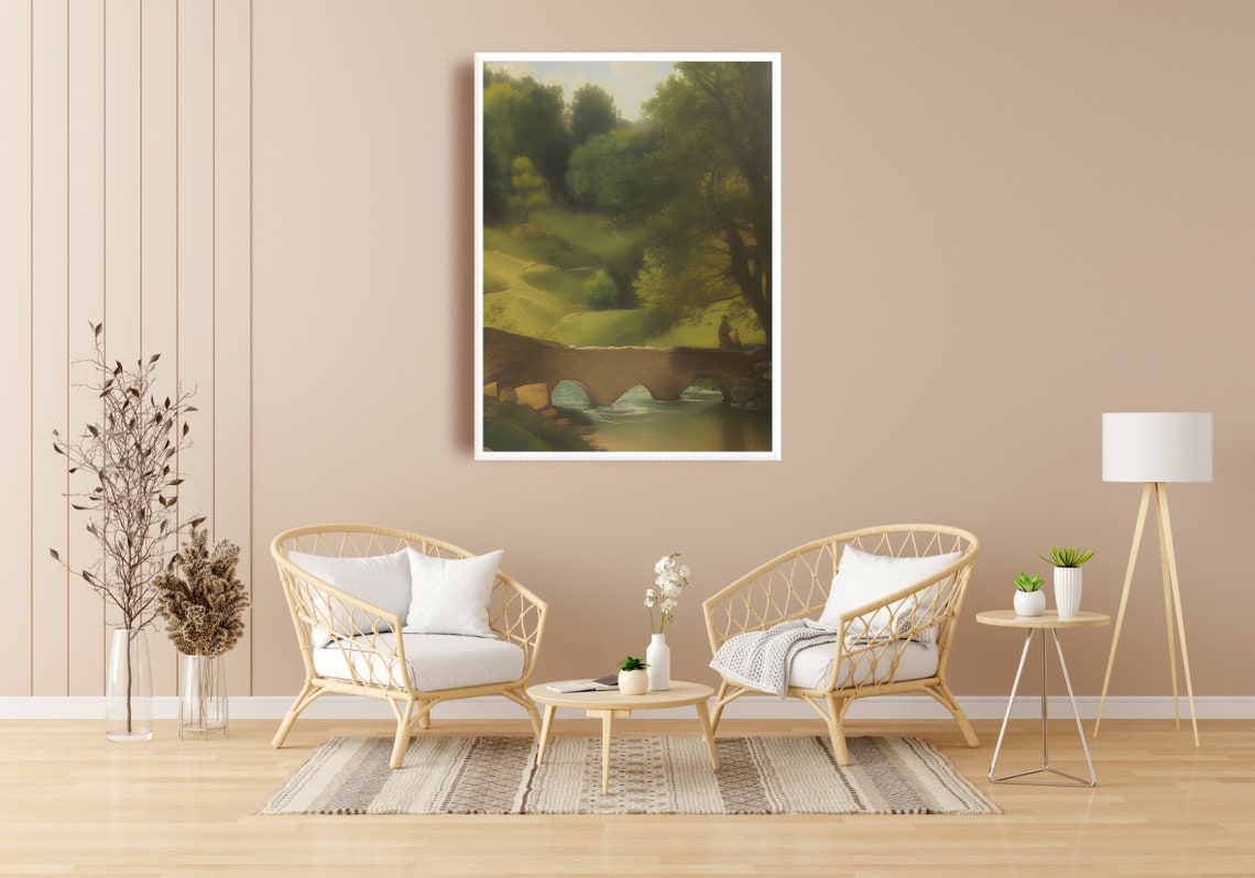 Country Bridge Printable Wall Art, Landscape Art Print Instant Download ...