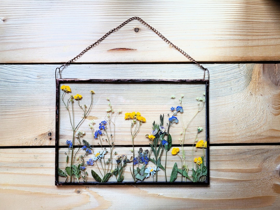 Dried Flowers in a Frame, Soldered Frame in Copper Patina, Picture ...
