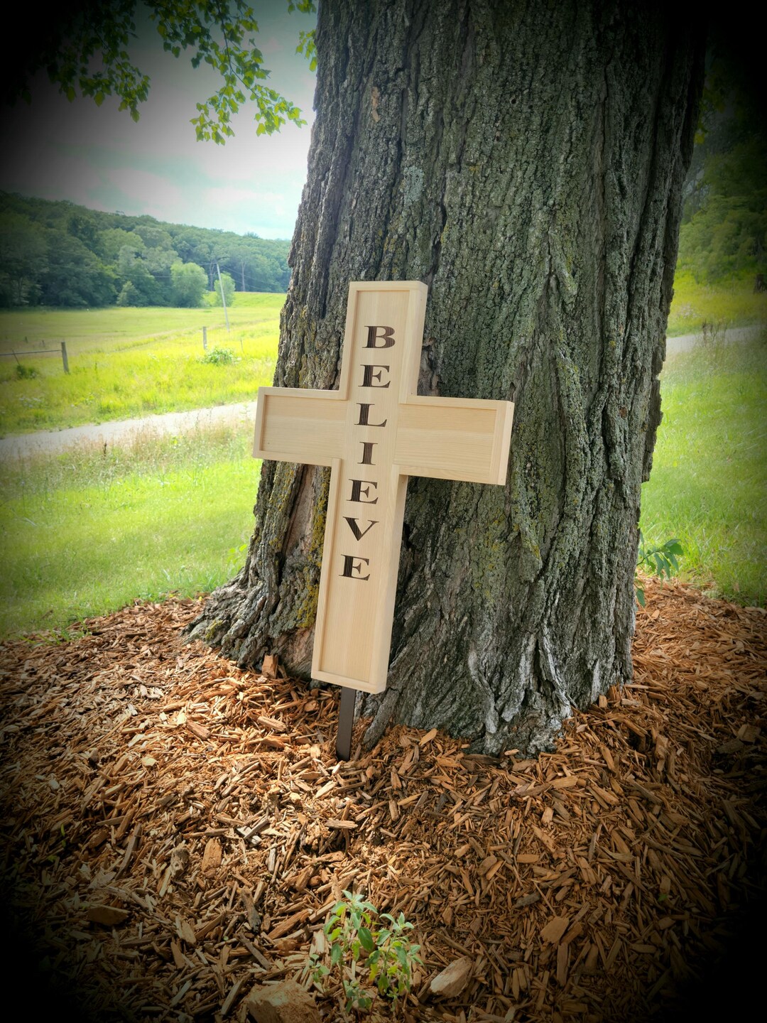 Cedar Cross, Cross, Believe Cross, Wooden Cross, Outdoor Cross, Indoor ...