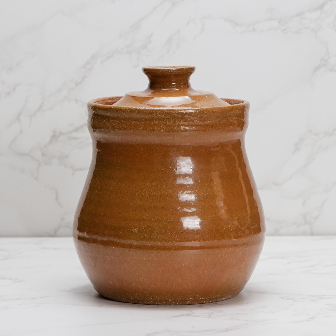 Rustic Handmade Pottery Jar With Lid, 6.5” Tall, Artist Signed, Brown ...