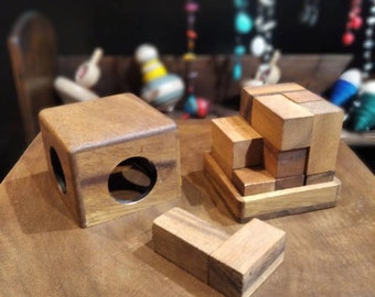 Wooden Brain Teaser Cube - Etsy