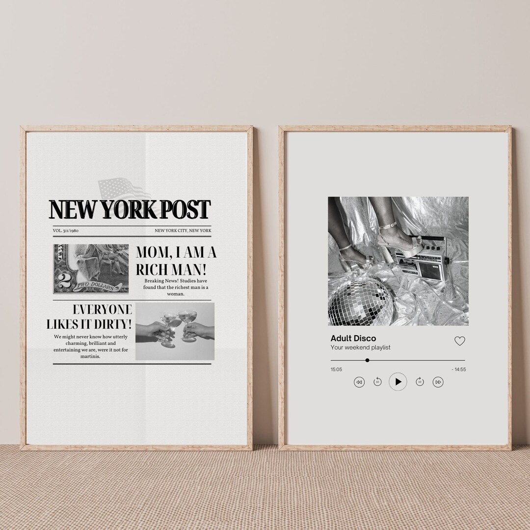 New York City Retro Newspaper Headliner Printable Wall Art Gallery Wall ...