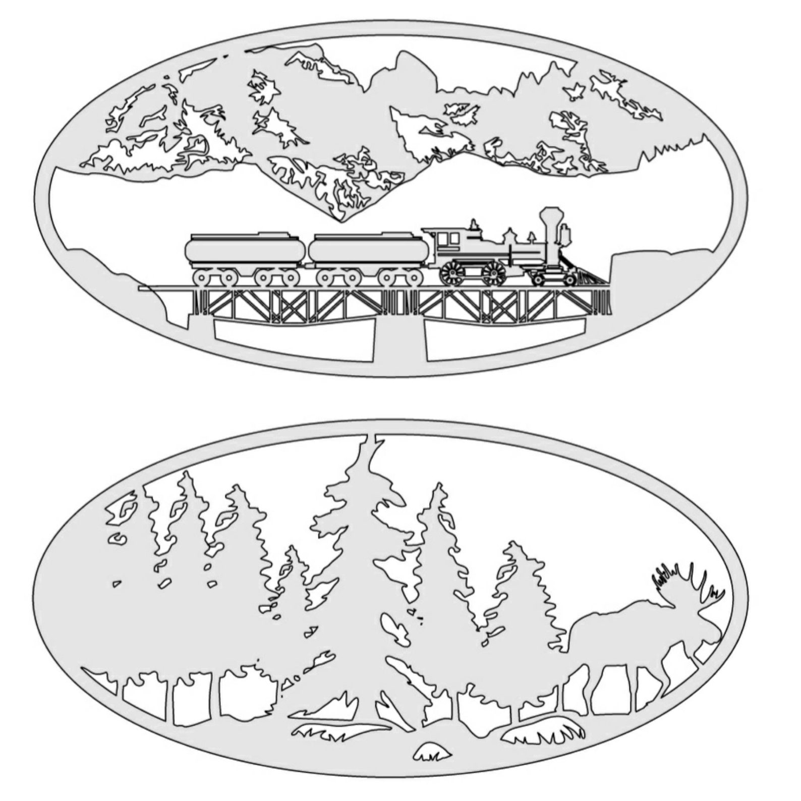 Oval Scenic DXF Designs Bundle of 18 for CNC Cutting. - Etsy