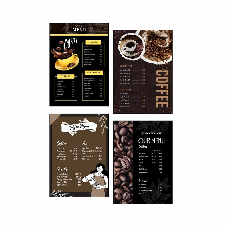 24 Editable Coffee Menu Templates – Canva Cafe Price List, Customizable ...