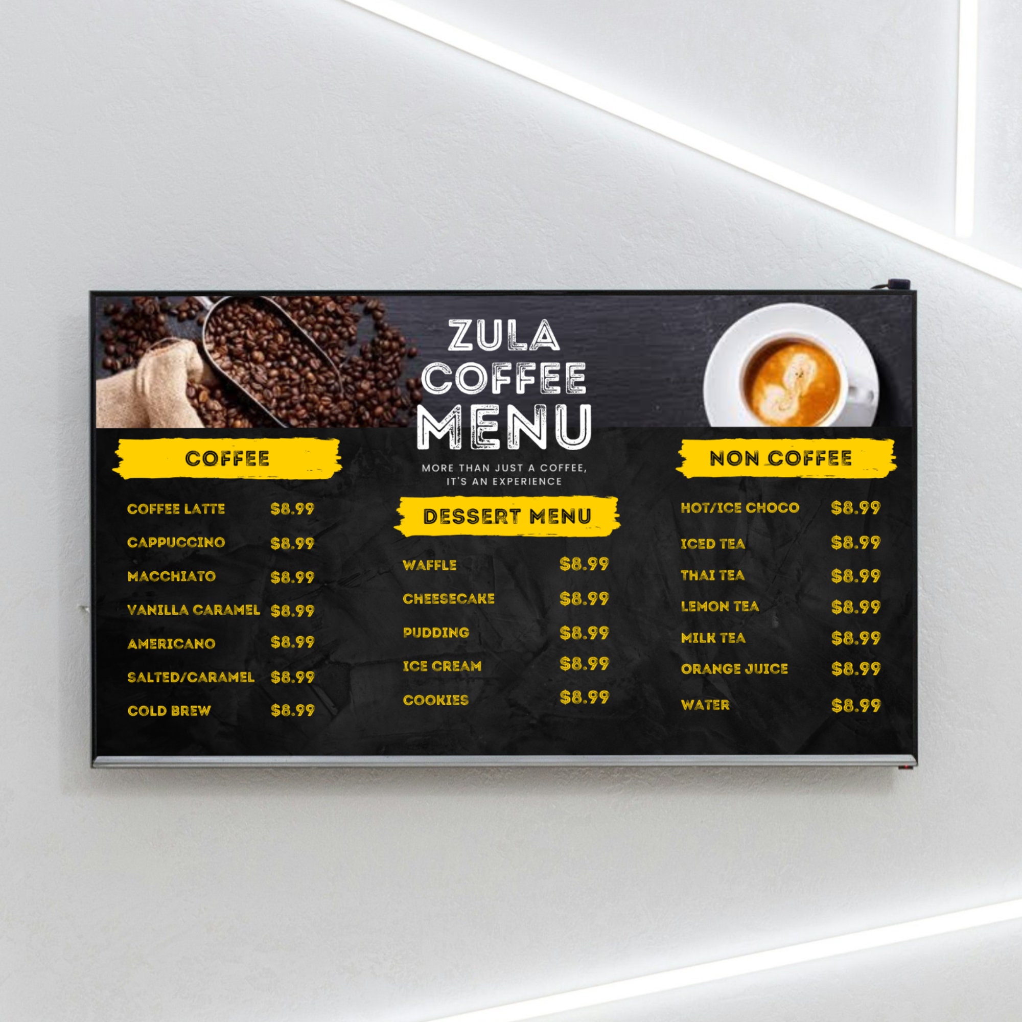 Coffee Menu Board, Easy DIY Digital Menu Board, Cafe Menu, Tv Menu ...