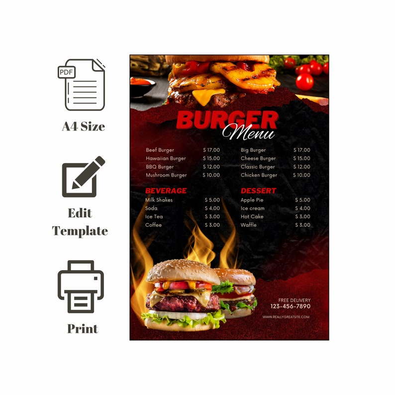 Set of 12 Burger Menu Templates, Customizable Burger Menu Templates ...