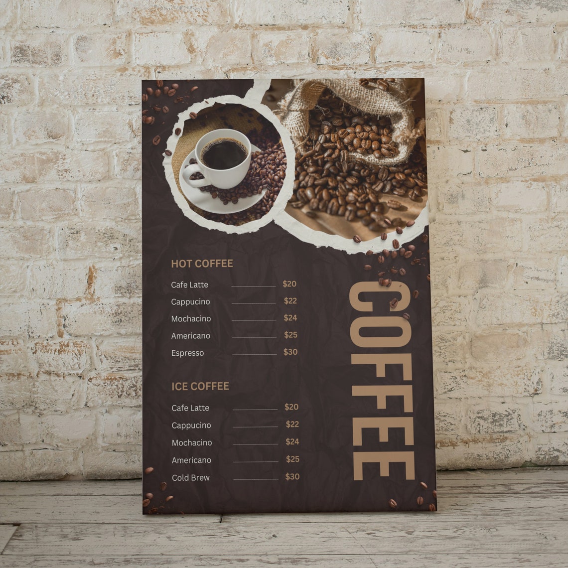 Canva A4 Size Coffee Menu Template, Printable and Editable Café Price ...