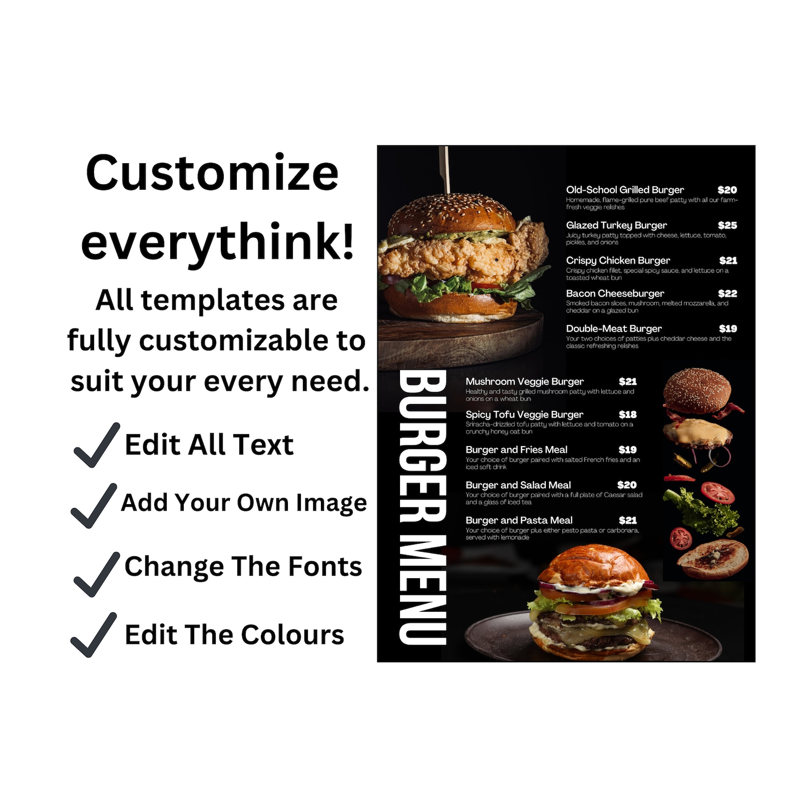 Burger Menu Template, Customizable Burger Menu Template, Burger Menu ...