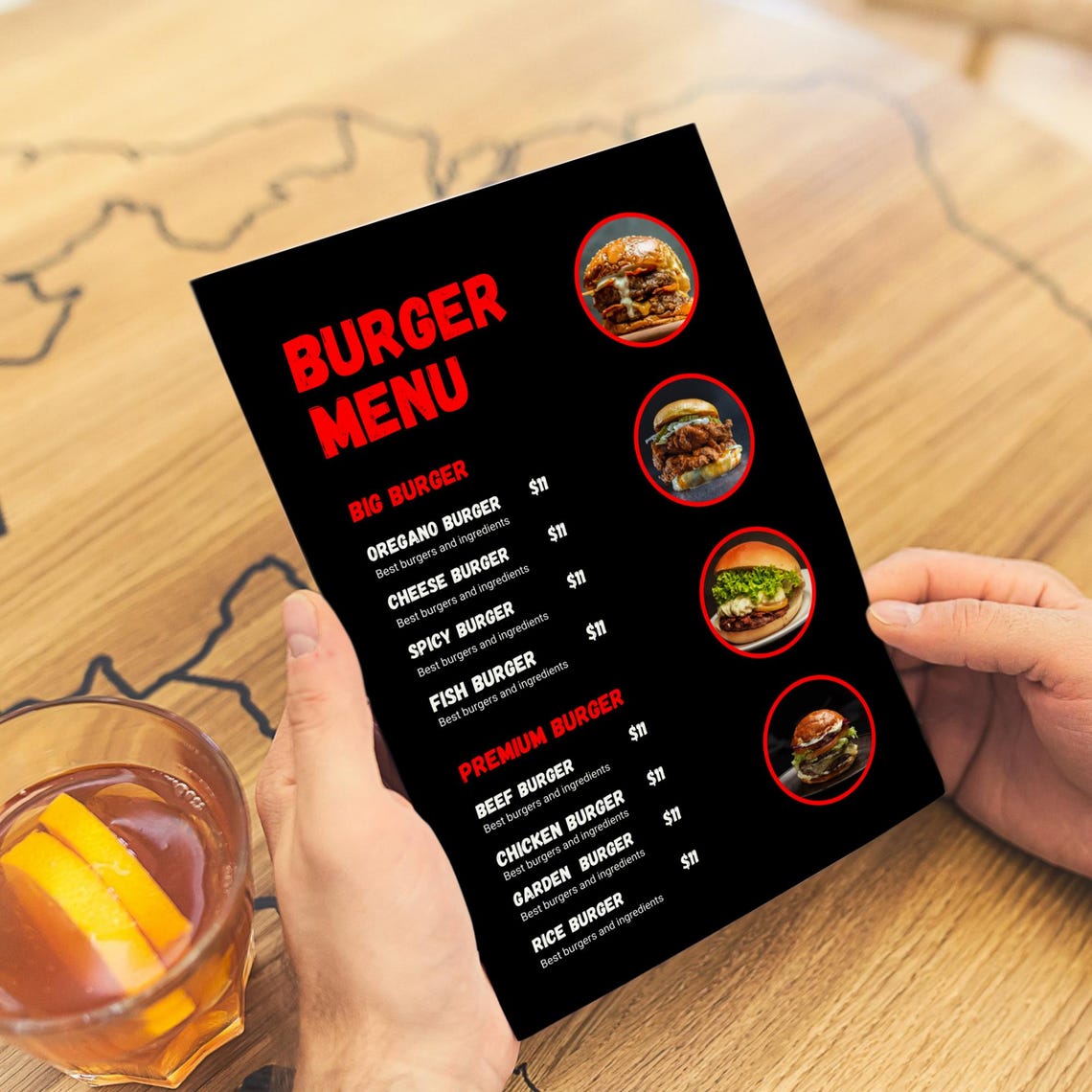 Editable Burger Menu Canva A4 Template, Custom Fast Food Layout ...