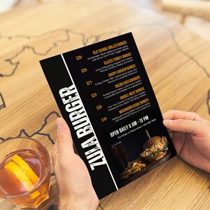 A4 Size Canva Burger Menu Template, Customizable Fast Food Menu for ...