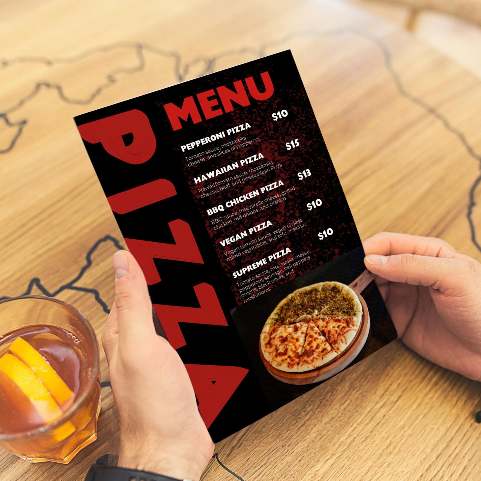 Modern Pizza Menu Template Canva | A4 Editable Restaurant Price Menu ...