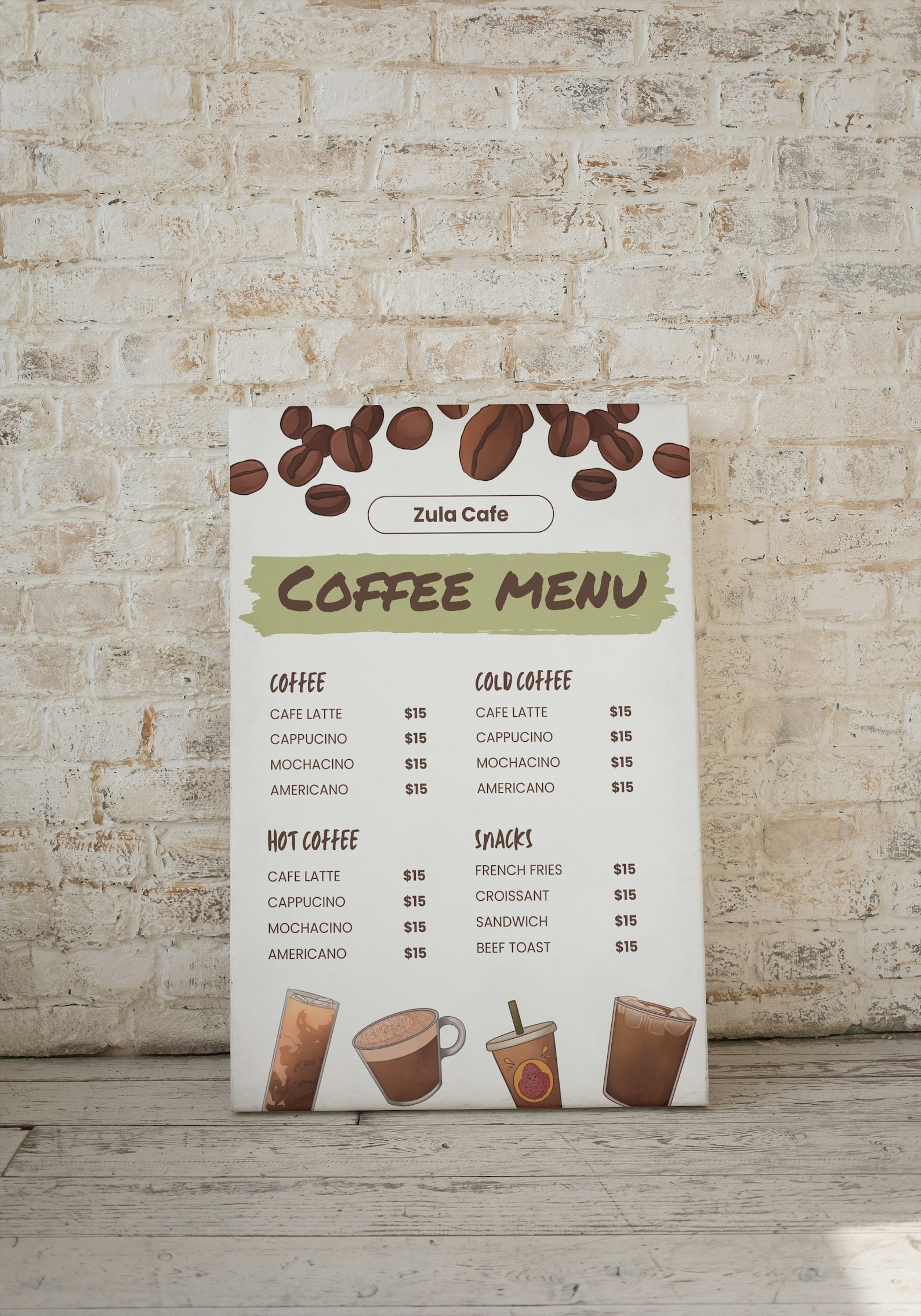 Printable Coffee Menu Template in Canva, A4 Size Editable Price List ...