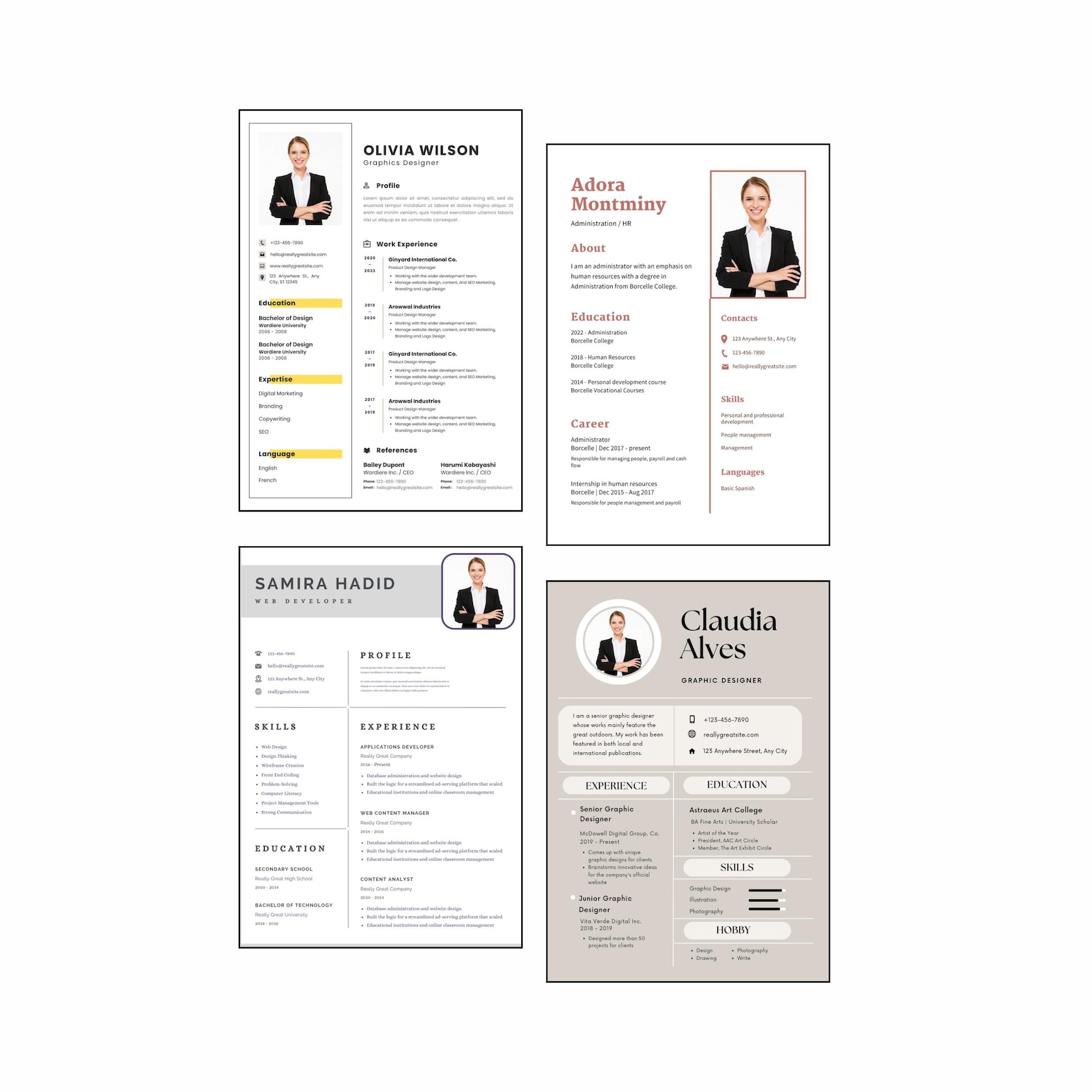 Set of 12 Canva CV Templates With Photo, Modern Resume Templates With ...