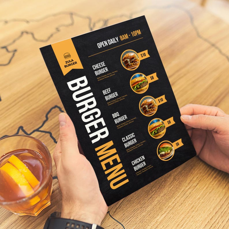 Burger Menu Template, Customizable Burger Menu Template, Burger Menu ...