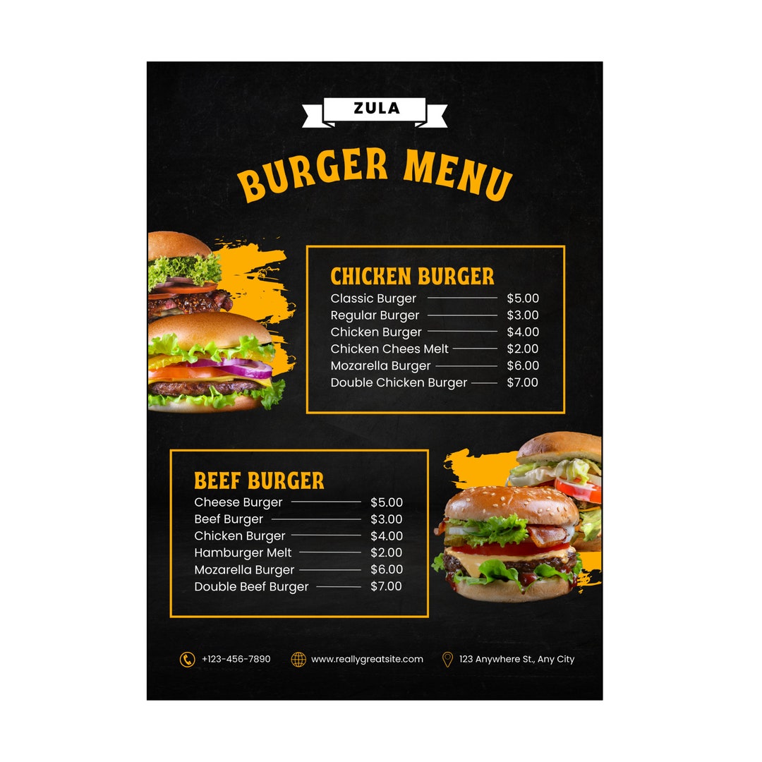Burger Menu Template, Customizable Burger Menu Template, Burger Menu ...
