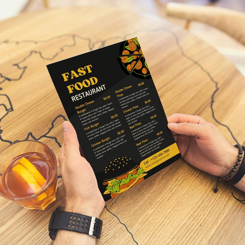 Fast Food Menu Template | Editable Fast Food Menu Template (A4 Size ...