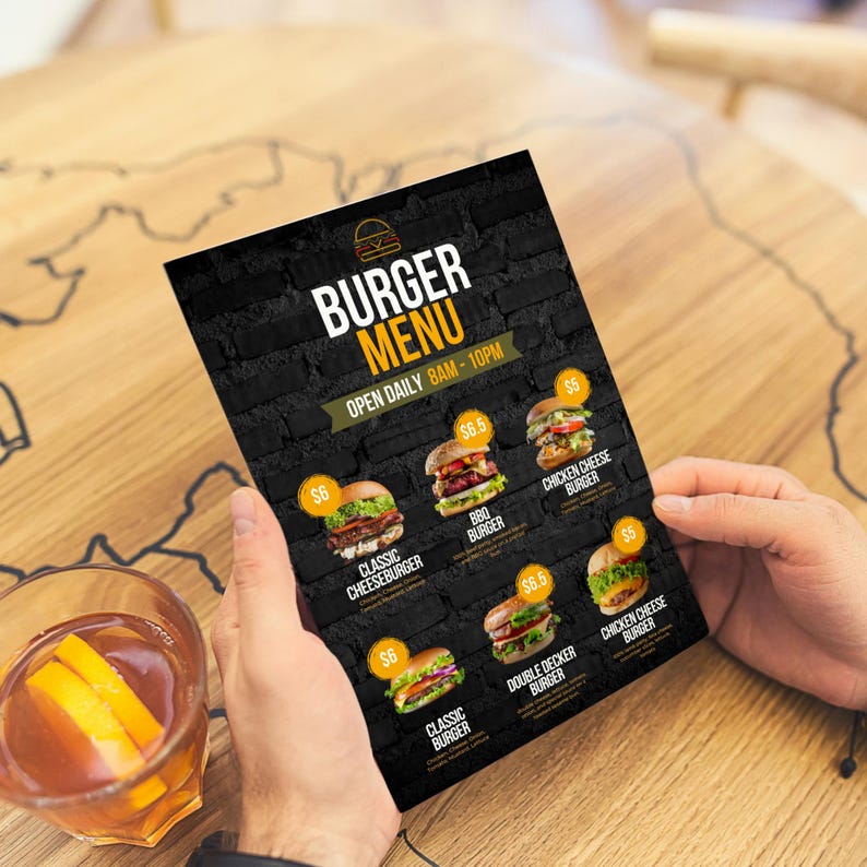 Burger Menu Template, Customizable Burger Menu Template, Burger Menu ...