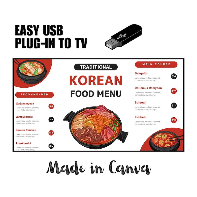 Editable Korean Restaurant TV Menu Board, Digital Korean Food Menu ...