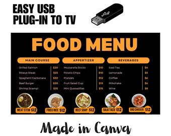 Customizable Korean Restaurant Menu for Digital Boards | Editable Food ...