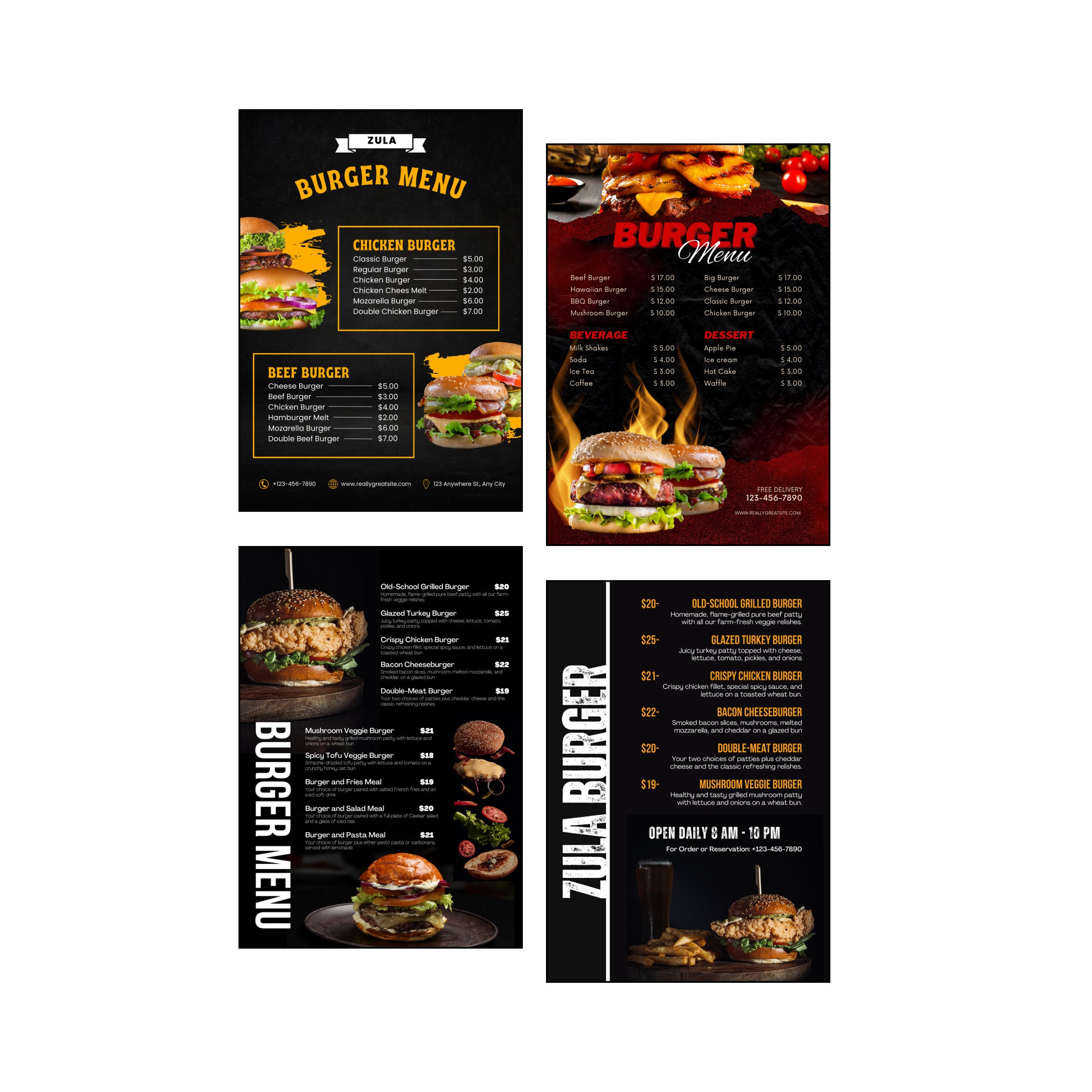 Set of 12 Burger Menu Templates, Customizable Burger Menu Templates ...