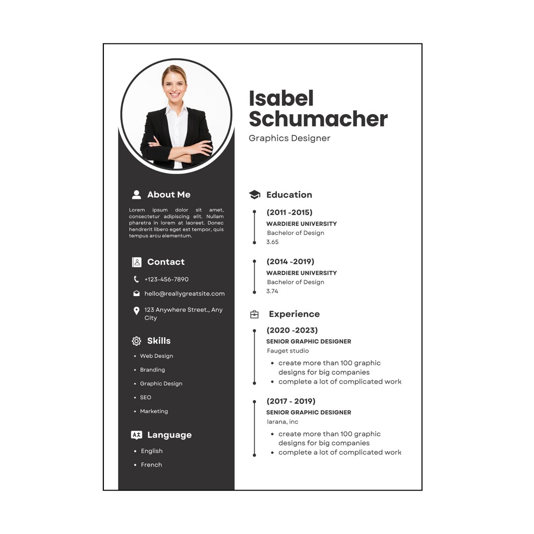 A4 Resume Template for Canva, Modern CV Design (digital Download) - Etsy