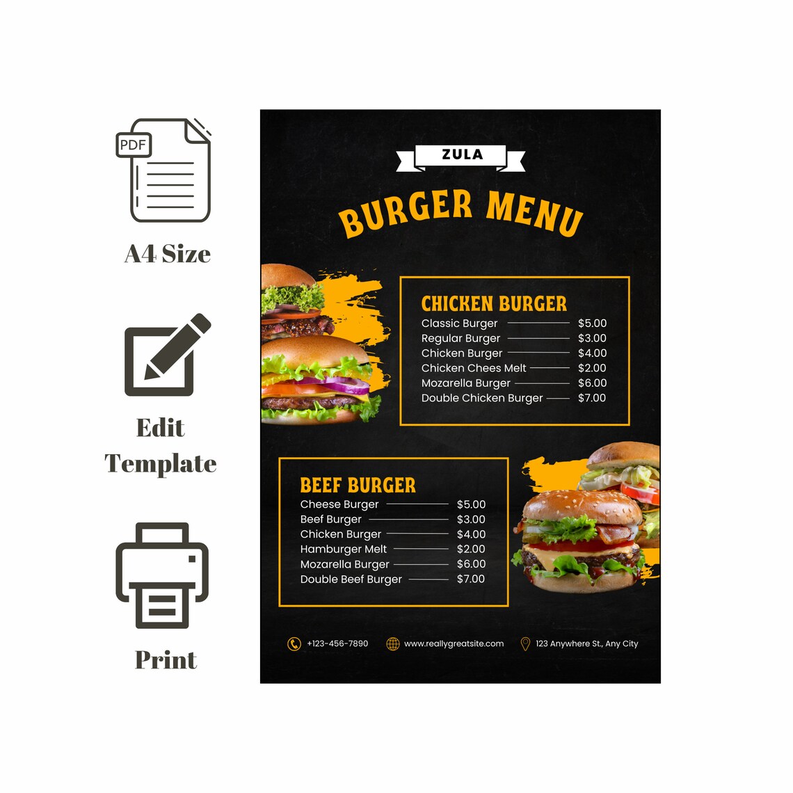 Burger Menu Template, Customizable Burger Menu Template, Burger Menu ...
